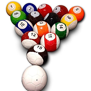 Zony Snookball Set - 16 Pcs Recreational Football Game Snooker Balls with Air Pump, 15cm Diameter, Unisex-Kids, Huge Billiards Pool Soccer Ball Party Game