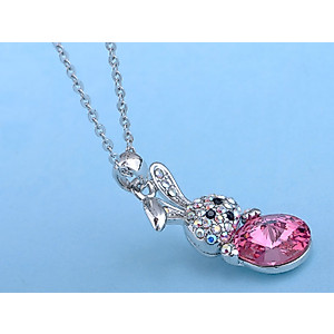 Alilang Rabbit Pendant Cute Animal Bunny Crystal Rhinestone Necklace for Women Gift