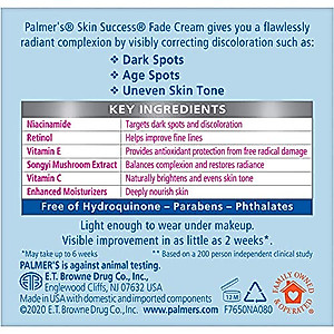 Palmer's Skin Success Anti-Dark Spot Fade Cream with Vitamin E and Niacinamide, Helps Reduce Dark Spots and Age Spots, Face Cream for All Skin Types, 4.4 Ounce