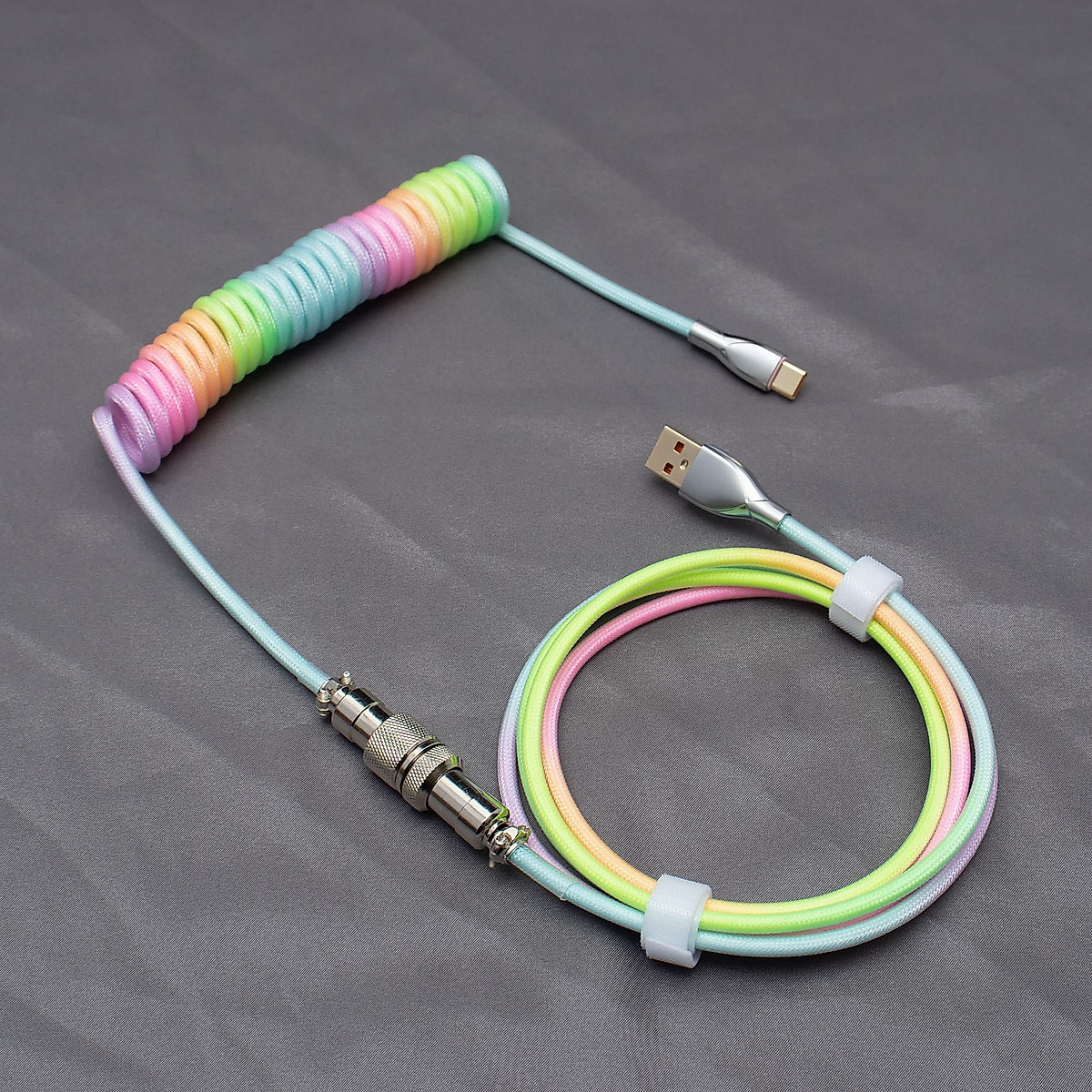 Sumgsn Custom Coiled Keyboard Cable USB Type-C for Mechanical Gaming Keyboard 1.8m