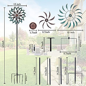 VEWOGARDEN 360° Outdoor Wind Spinner, Wind Sculpture Spinner with Metal Stake, Yard Art Decor for Patio, Lawn & Garden 63 * 13