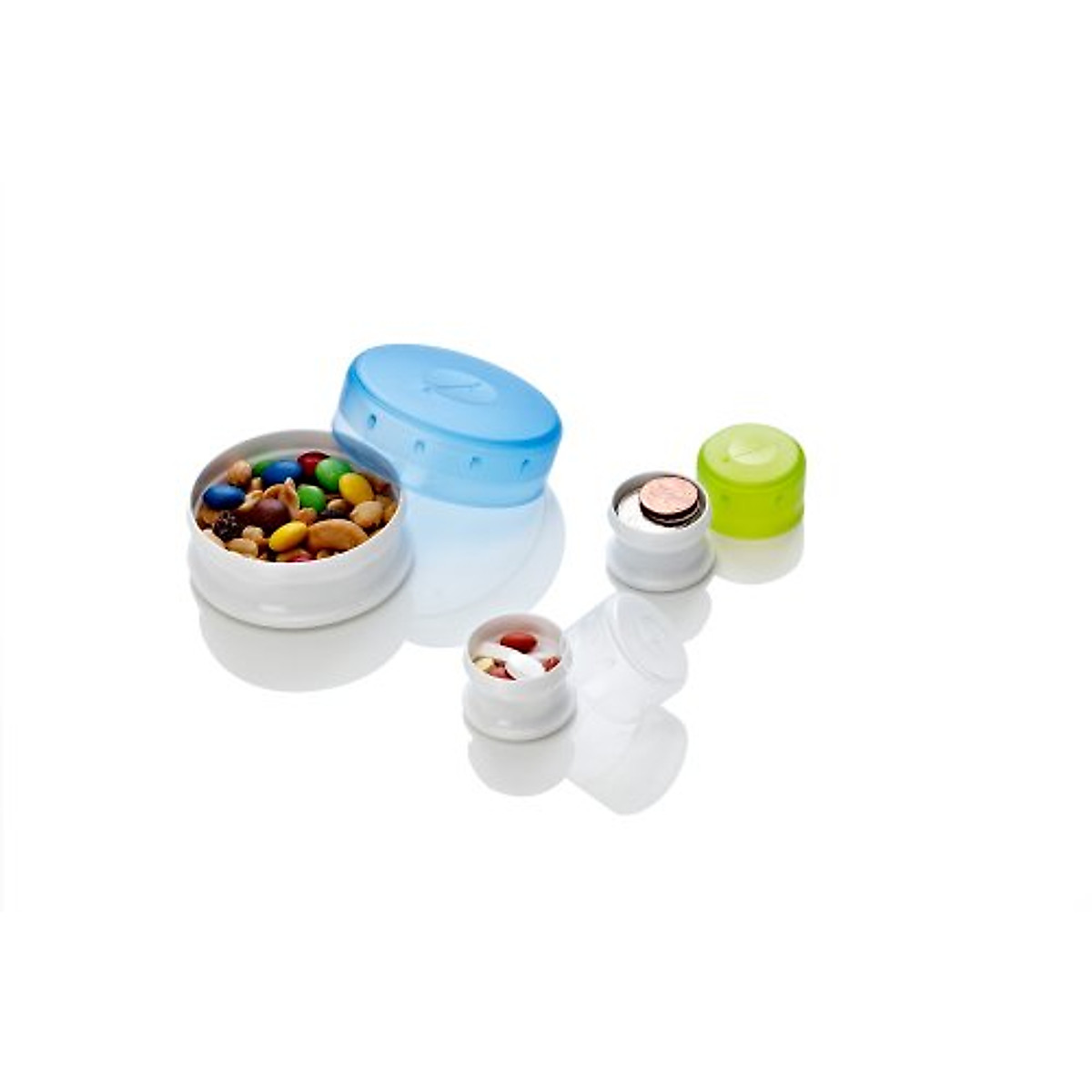humangear GoTubb | Hard Container | Easy Open | Food-Safe Material, Clear/Green/Blue, Small