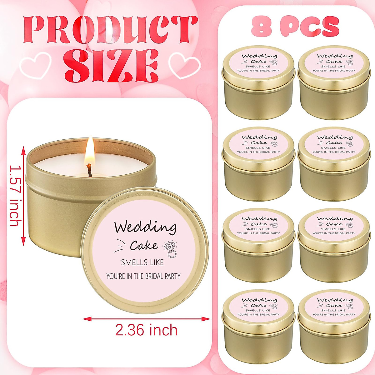 Conelist 8 Pcs Bridesmaid Proposal Gifts Smells Like You're in The Bridal Party Candles Bridesmaid Gifts Natural Soy Wax Candles for Bridesmaid Best Friends Wedding Gifts (Pink,Classic)