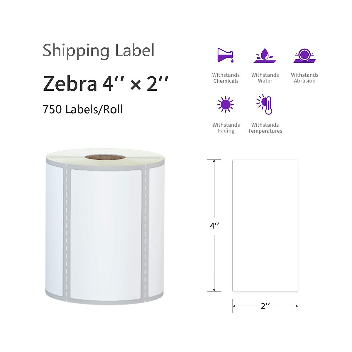 AveneMark 12 Rolls 4" x 2" Direct Thermal Labels for Barcodes Postage Address Shipping Labels Compatible with Rollo & Zebra Desktop Printers Adhesive - 750 Labels/Roll