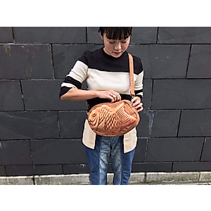 Taiyaki Kawaii Purse Shoulder Bag - Japanese Fish Cake Plush Travel Clutch Brown Free Size