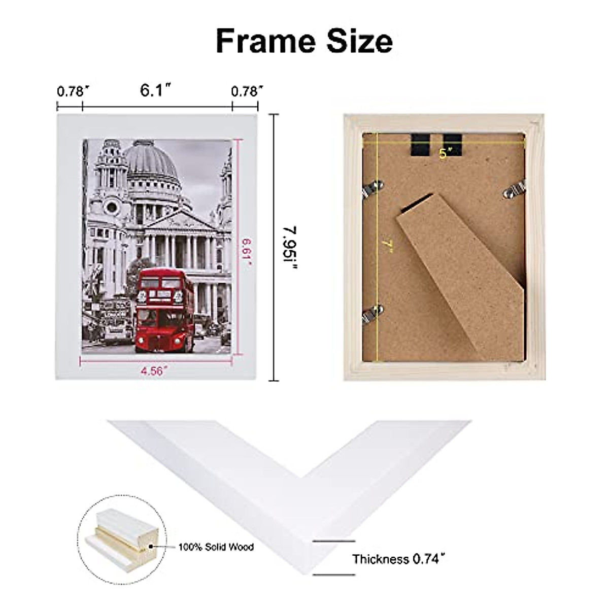 Charein 5x7 Picture Frame Set of 10, Made of solid wood for Tabletop and Wall Mounting Display, Classic Photo Frame for Home Office Wall Gallery Decor, Display for Wall Artwork, photographs, White