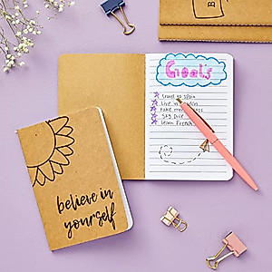 12 Pack A6 Kraft Paper Notebooks, Happy Journal for Kids, Teens, and Girls, 80 Lined Pages (4 x 5.75 In)