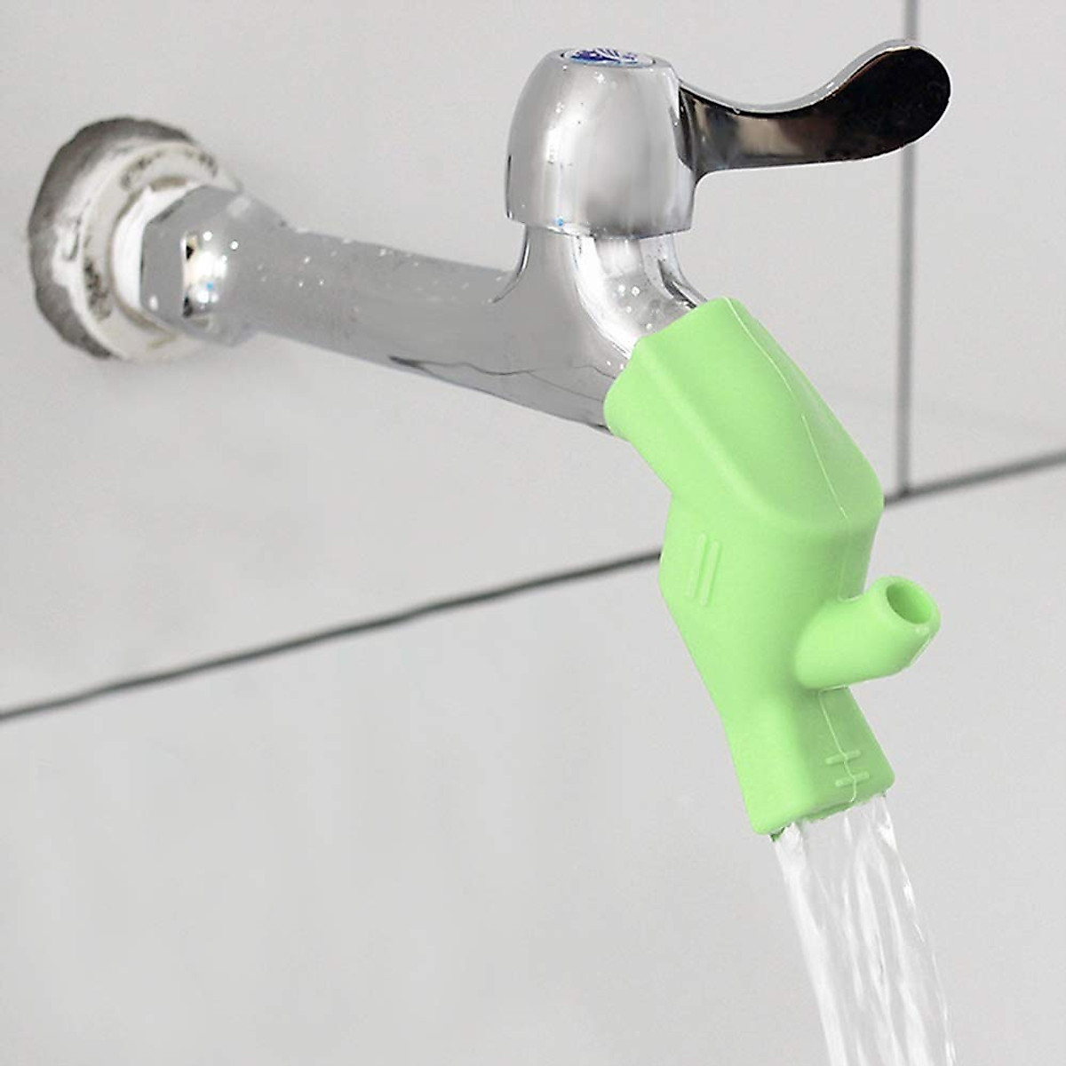 Alvinlite Faucet Extender for Toddlers,Silicone Sink Extender Cute Faucet Cover Kids Hand Wash Helper Water Spout Extender for Bathroom Sink Kitchen Counter(Green)