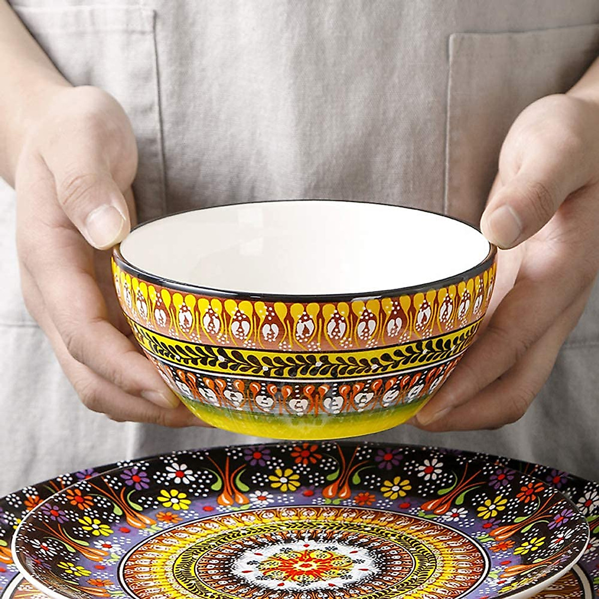 Porcelain Dinnerware Sets, Bohemia Tableware Combination Set | 10 Plates / 2 Bowls / 4 Cups / 4 Mugs - Exotic Ceramics Dinner Sets, Service for 4 Person, Gift for Wedding Housewarming Christmas,8 inc