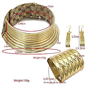 Aijian African Jewelry Statement Chokers Egypt Gold Tone Choker Chunky Leather Collar Necklace/African Choker Punk Necklace Gothic (c-1 set (gold))