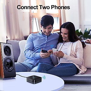 Bluetooth Receiver for Home Stereo, Old Car Speaker, Wired Speaker, 15 Hours Playtime, Dual Connection to 2 Cell Phones, Compatible with 3.5mm AUX RCA Cable