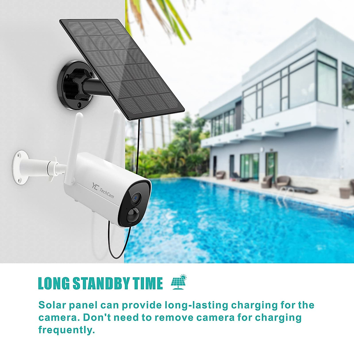 Solar Security Cameras Wireless Outdoor for Home Security, Battery Powered 2.4G WiFi Camera, 1080P HD Night Vision Camera with Solar Panel, PIR Motion Detection, IP65 Waterproof, 2-Way Talk, SD/Cloud