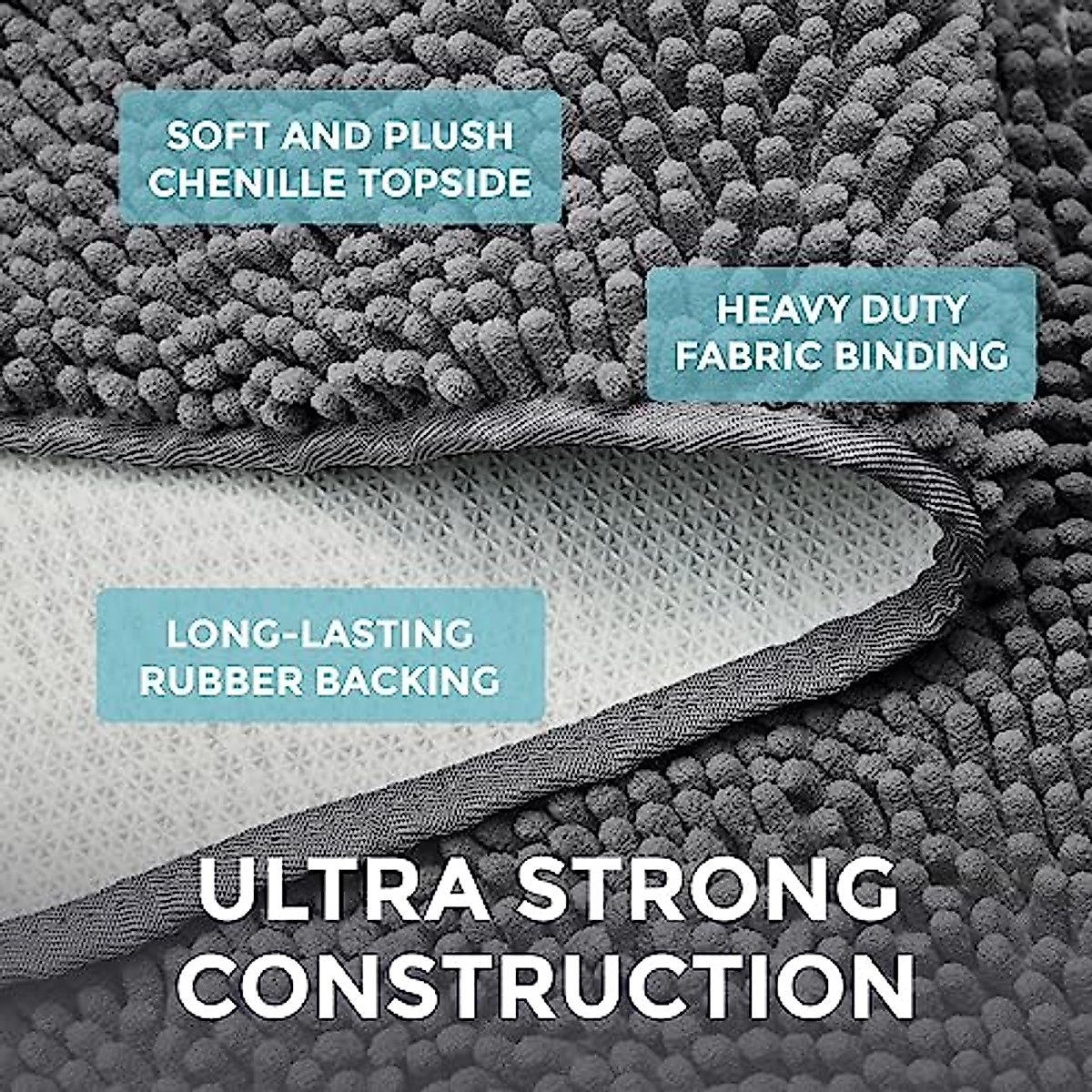 HOME GENIE Muddy Dog Machine-Washable Absorbent Soft Chenille Indoor-Doormat, 36x24, Rubber Backing, Quick Dry Microfiber Mat, Entryway Front Door Mat, Home Entrance Welcome Doormats, Stone Black Paw