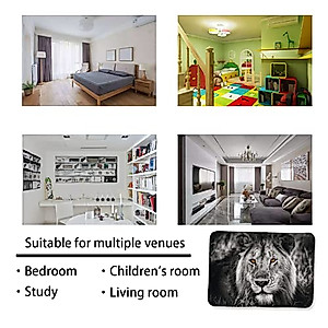 XYHH Area Rug Black and White Gray Lion Head for Living Room Dining Room Bedroom playroom Parent-Child Game mat Study Office Room Decor lz,58x80in,White 13