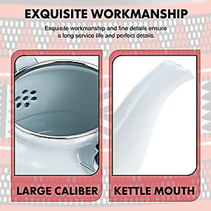 Zerodeko 1.1L Enamel Tea Kettle Stovetop Teapot Porcelain Enameled Teakettle Farmhouse Geometric Patterns Hot Water Kettle Pot for Camping Outdoor Kitchen Hotel Red