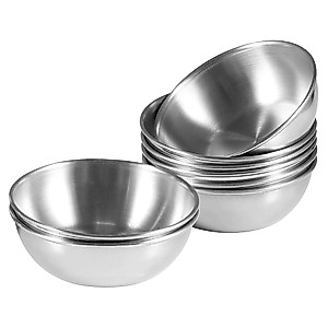 Amytalk 8 Pack 3.5inch Stainless Steel Sauce Dishes Mini Individual Saucers Bowl Round Seasoning Dishes Sushi Dipping Bowl Appetizer Plates, Sliver