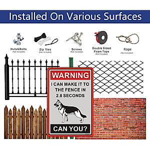 Beware Of Dogs Sign For Fence German Shepherd Sign Warning I Can Make It to The Fence in 2.8 Sec. Sign Metal 12" x 8" Dog On Premises Signs Dog Warning Signs Reflective Rust Aluminum Outdoor 2 Pack