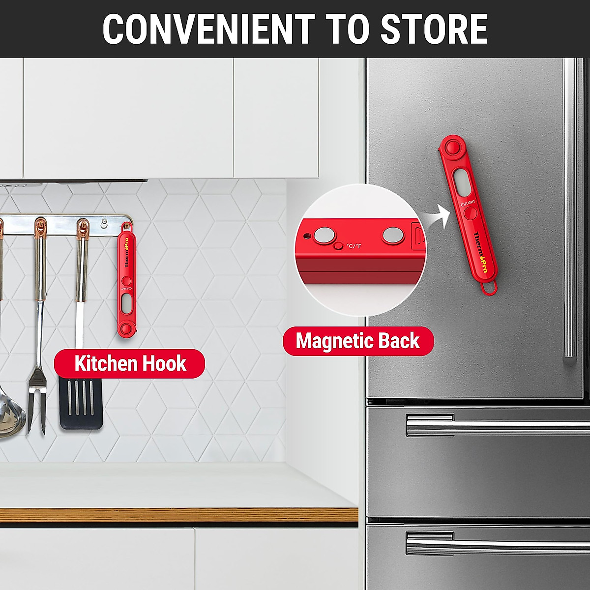 ThermoPro TP03 Digital Meat Thermometer for Cooking Kitchen Food Candy Instant Read Thermometer with Backlight and Magnet for Oil Deep Fry BBQ Grill Smoker Thermometer