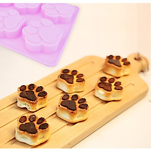 homEdge Jumbo Puppy Dog Paw (6 Cavity) and Bone Molds, Non-Stick Food Grade Silicone Dog Treats Molds, Silicone Mold for Chocolate, Candy, Jelly, Ice Cube, Dog Treats (Set of 4PCS)