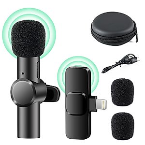 ERNSITNG Wireless Lavalier Microphone for iPhone iPad, Plug&Play Auto-syncs Clip-on Mini Mic for YouTube,TikTok,Facebook,Live,Zoom Video Recording,Noise Reduction(NO APP or Bluetooth Needed)
