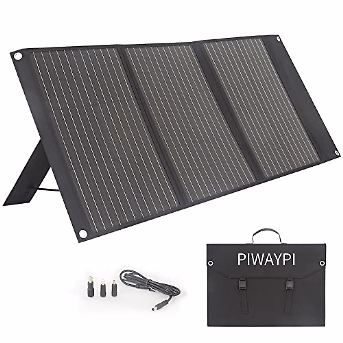 PIWAYPI 100W Portable Solar Panel, Foldable Solar Charger Kit with QC 3.0 USB Ports, 22% High Efficiency, Compatible with Jackery/EF/Anker Power Station for RV, Camping, Blackout
