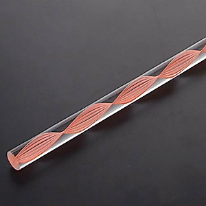 Fielect Pink Twisted Line Acrylic Round Rod Standard Plexiglas PMMA Bar Tolerance for DIY 8mm Diameter 250mm Height 2Pcs