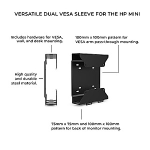 HumanCentric Mount Compatible with HP Desktop Mini, HP ProDesk Mini, HP EliteDesk Mini, Replaces Dual VESA Sleeve for HP Mini Desktops v3, HP Mini VESA Mount Adapter, Arm, Under Desk and Wall Mount