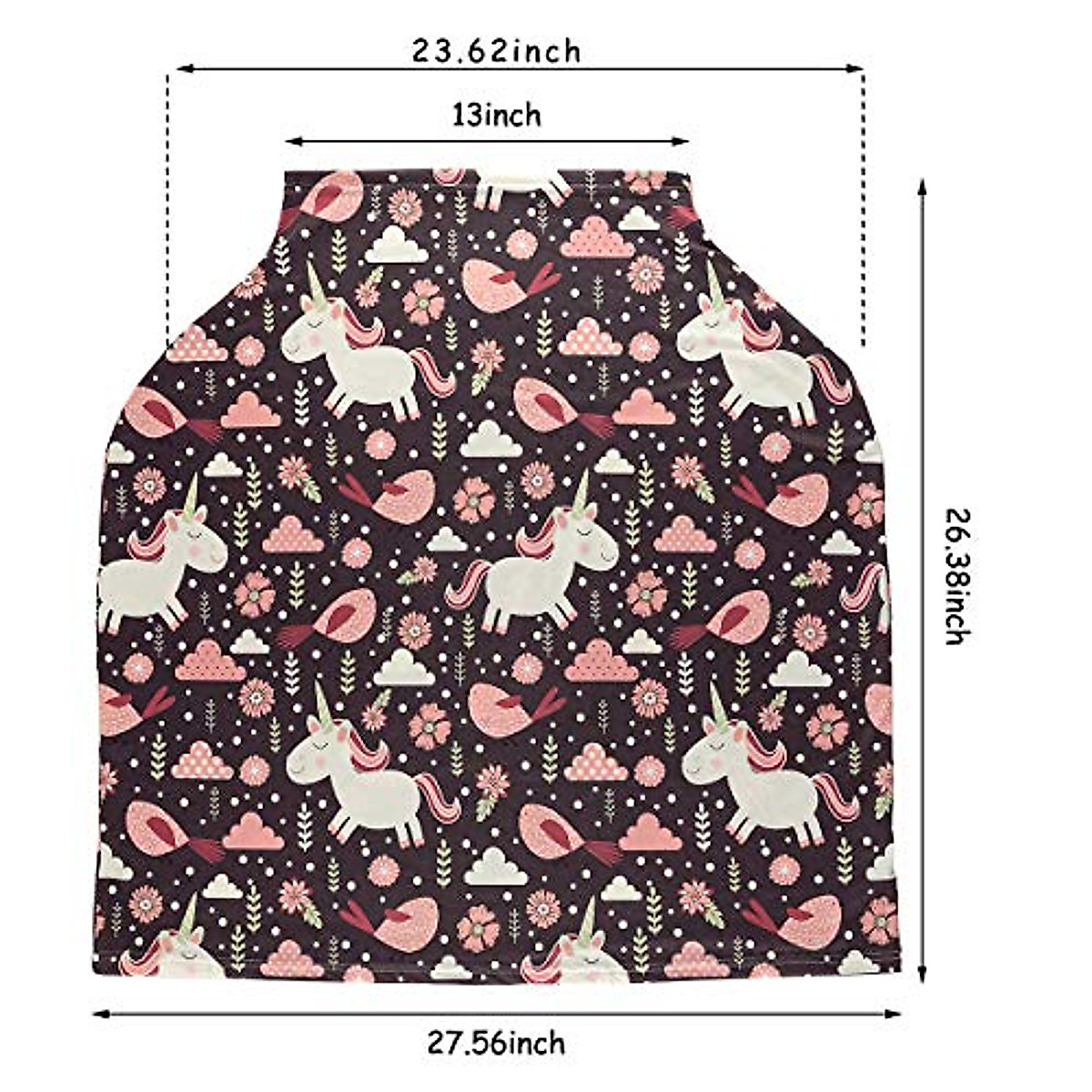 FOZZA Car Seat Canopy for Babies, High Stretchy & Ultra Soft Car Seat Cover, Multi- use Breastfeeding Covers, Shower Gifts for Boys and Girls(Unicorn Print)