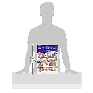 Beistle Colorful Decorations Supplies 11-Piece Rainbow Happy Birthday Party Kit, One Size, Multicolored