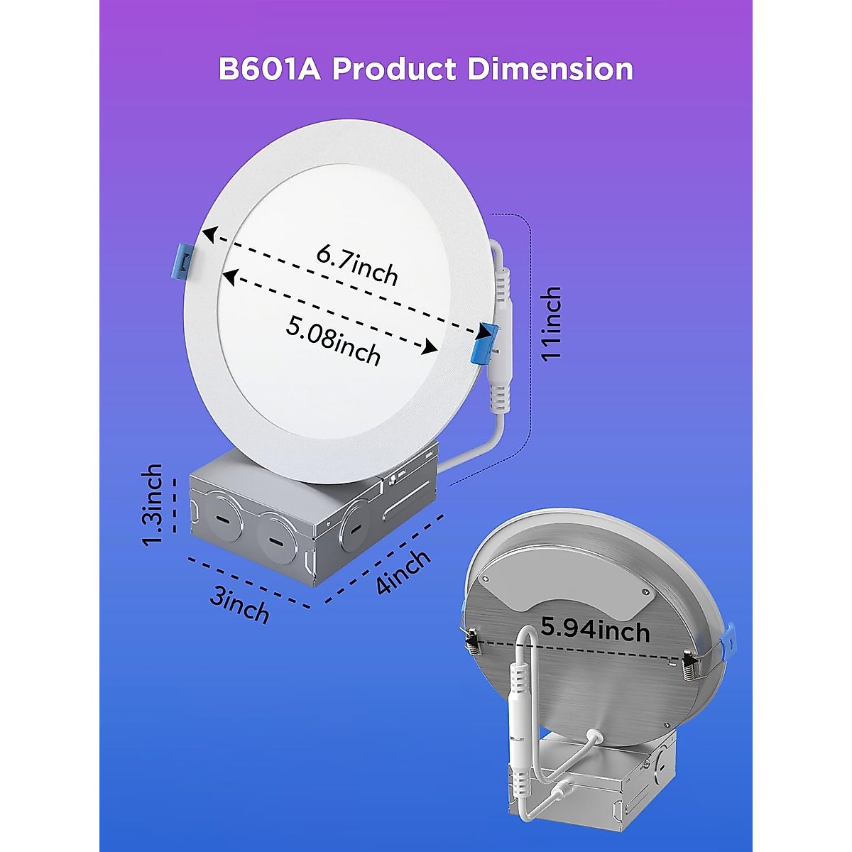 Govee Smart Recessed Lighting 6 Inch, Wi-Fi Bluetooth Direct Connect RGBWW LED Downlight, 65 Scene Mode, Work with Alexa & Google Assistant with Junction Box, 1100 Lumen, 4 Pack