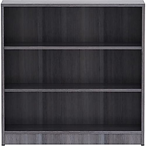 Lorell, LLR69626, Weathered Charcoal Laminate Bookcase, 36" x 12" x 36"
