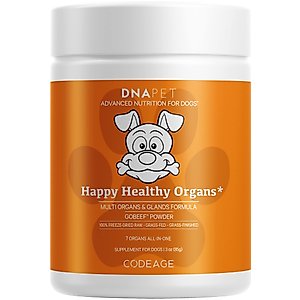 DNA PET Happy Healthy Organs & Glands Supplement for Dogs, Freeze-Dried Raw Grass-Fed Beef Liver Heart Kidney Spleen Pancreas Bone Marrow, Bovine Thymus Multi Organ Powder, Canine Vitamins, 3 oz