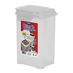 Buddeez Pet Treat Container - Bites & Bones 3.5 Quart Dog Treat Container, Cat Treat Container, with Large Flip Top Lid Suitable For Dog, Cat, Bird, & Other Animal Treat Storage