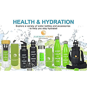 Harmony N More Best Infusion Water Bottle - Premium Fruit And Loose Leaf Tea Stainless Steel Infuser and Travel Tumbler - Double Walled Glass - No Leak Bamboo Lid - Insulating Sleeve