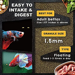 Ultra Fresh Betta Fish Food, Betta Pro Shrimp Patties, 50% Sword Prawns + Akiami Paste Shrimps, All Natural Protein, Rich in Calcium, for Betta's Healthy Development and Cleaner Water, 0.7 oz
