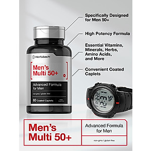 Horbäach Men's Multivitamin 50 Plus | 60 Caplets | Non-GMO & Gluten Free Supplement