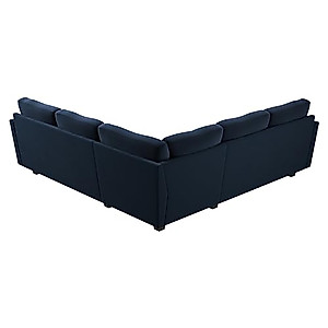 HONBAY Convertible Sectional Sofa L Shaped Couch for Small Apartment Reversible Sectional Couch for Living Room,Velvet Dark Blue