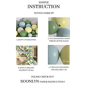 Soonlyn The Baby Shower Decorations, 13Ft Sage Green Balloon Arch Kit 12In Yellow Dusty Blue White Sand Balloons for Birthday Party Decorations