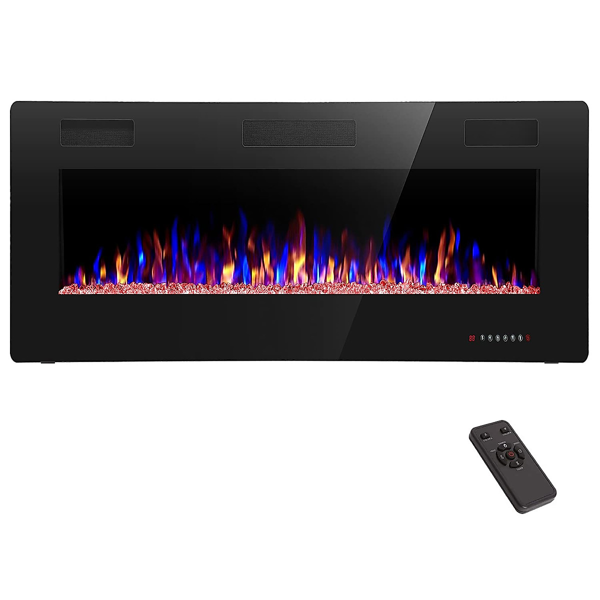 ZAFRO Electric Fireplace 30'' with Remote Control, Recessed Wall Mounted Electric Fireplace with Adjustable 12-Color Flame Brightness & Speed
