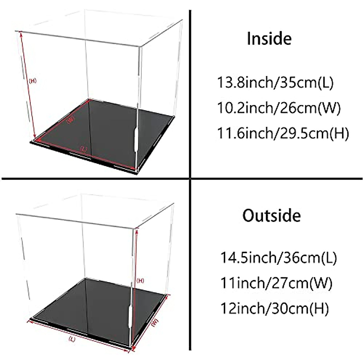 A+ DESIGN Clear Acrylic Display Case Assemble Collectibles Box Alternative Glass Case for Display Action Figures Home Storage & Organizing Toys (14.5x11x12 inch; 36x27x30 cm)