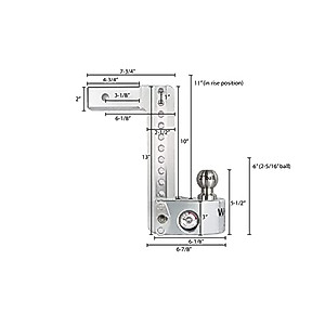 Weigh Safe WS10-2-SET Aluminum Adjustable 10" Drop, Stainless Steel Balls for 2" Receiver 12,500 GTW