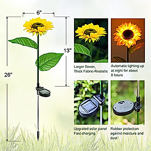 KNIGHTSPED Solar Sunflower Lights Outdoor Garden [2 Pack] Fall Landscape Waterproof Decor lamp for Garden Patio Porch Backyard Walkway