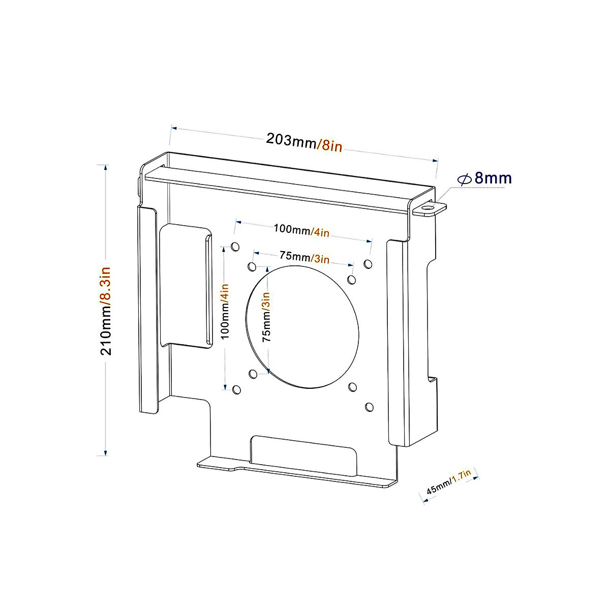 New for MacMini PC Wall Mount Under Desk Holder Bracket, Compatible with for Apple Mac Mini M1 M2 Pro M3 2022 2023 A1347 Desktop Computer, Enhanced Full Steel Two Modes Support Stand Rack