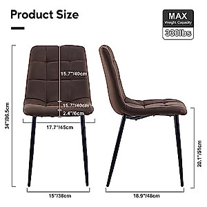 CLIPOP Modern Kitchen Dining Chairs Set of 2, Mid Century Modern Dining Chair with Upholstered Seat, Metal Leg, Armless Living Room Accent Chair, Kitchen Side Chair for Lounge Guest, Brown