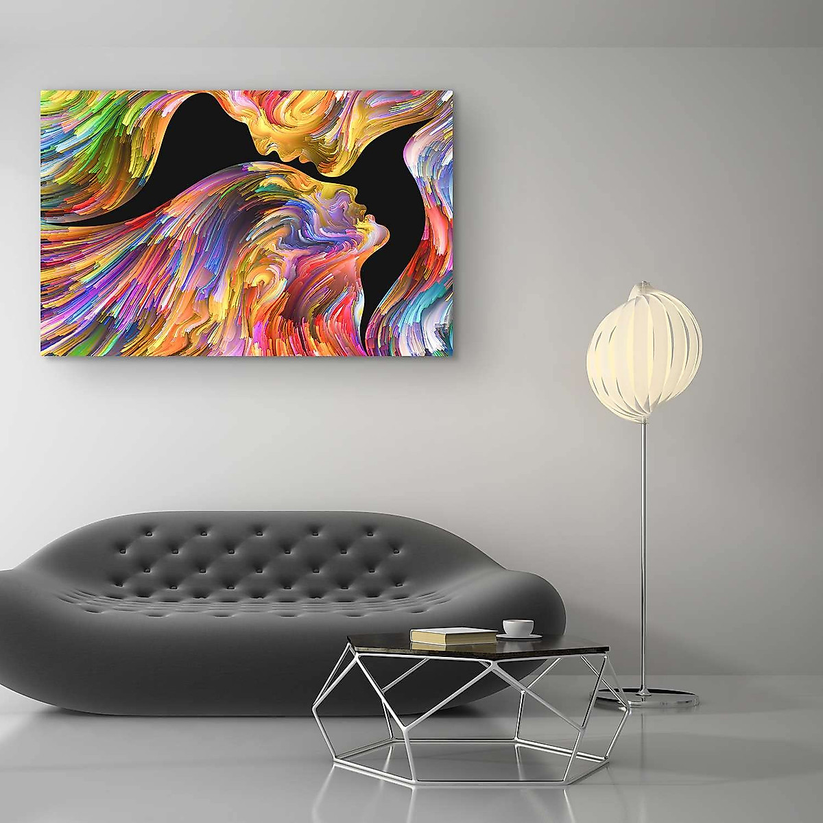Startonight Canvas Wall Art Abstract - Kissing in Eternity, Multicolored Painting - Large Artwork Print for Living Room 32" x 48"
