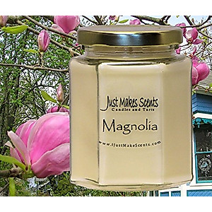Just Makes Scents Magnolia Scented Blended Soy Candle | Light and Lovely Floral Fragrance | Hand Poured in The USA