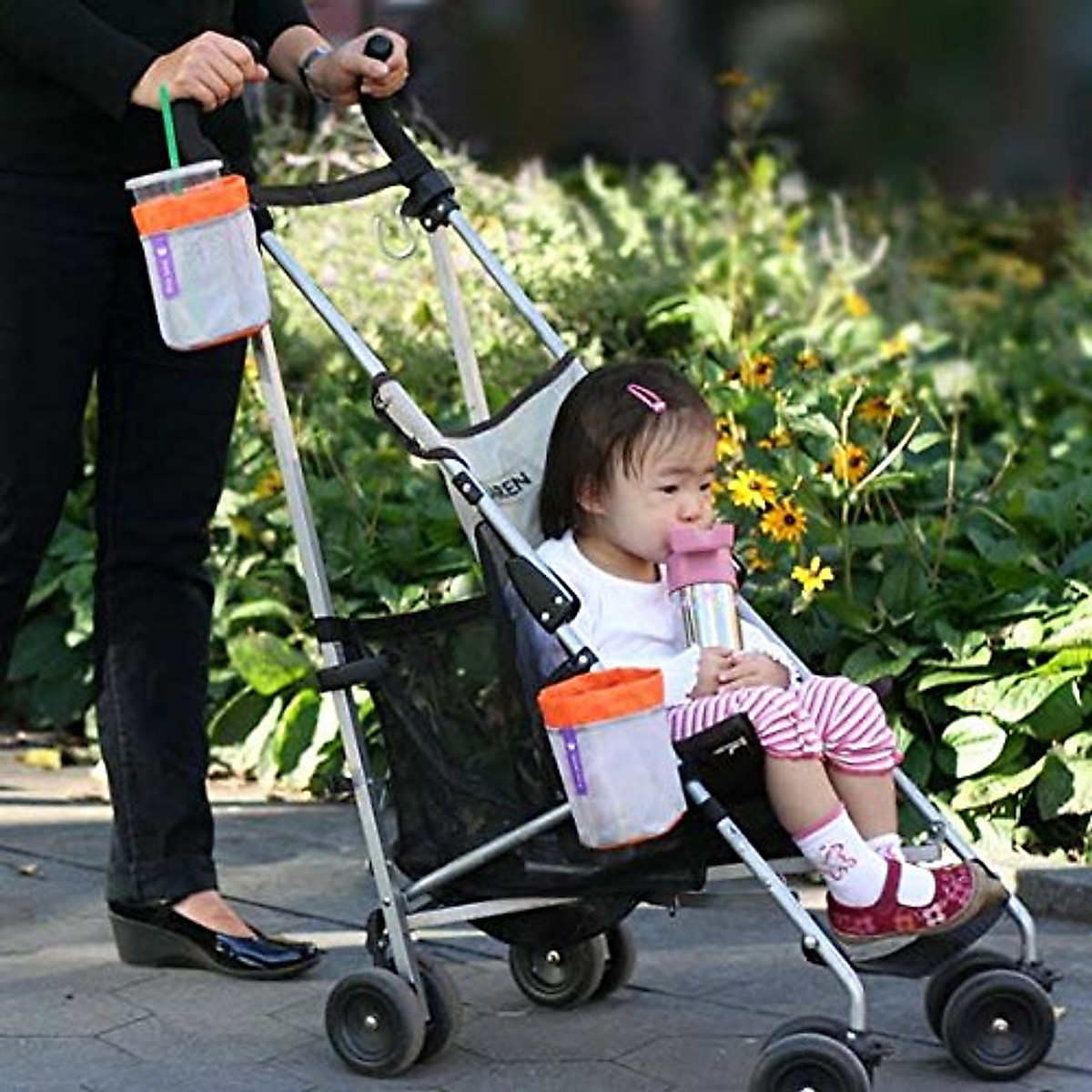 Think King Soft Buggy Cup for Stroller, Wheelchair, Rollator, Walker, Black/Silver