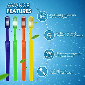 Prepasted Toothbrush Individually Wrapped - Disposable Pre-pasted Toothbrushes, Toothpaste Integrated In Toothbrushes, Soft Medium Bristles Travel Airbnb Tooth Brush, 4 Colors Adult Bulk Mint (72 Pcs)