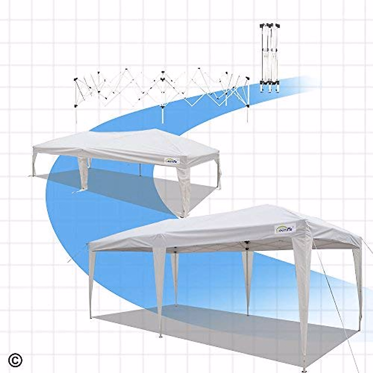 GOUTIME 10x20 Feet Ez Pop Up Canopy Instant Tent Shelter with 4Pcs 10Ft Removable Sidewalls for Outdoor Christmas Party Events