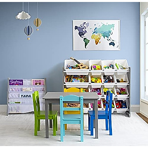 Humble Crew, Grey/Blue/Green/Yellow Kids Wood Table and 4 Chairs Set